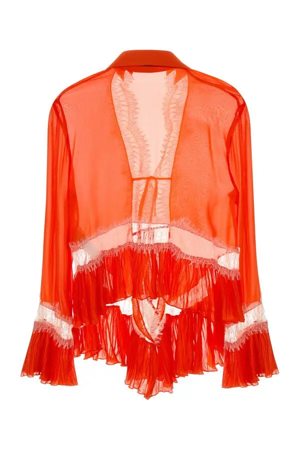 Blumarine Chiffon Blouse With Lace Trim
