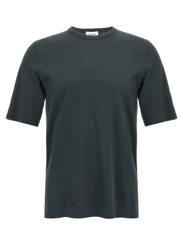 Saint Laurent Logo Embroidery T-shirt - Black