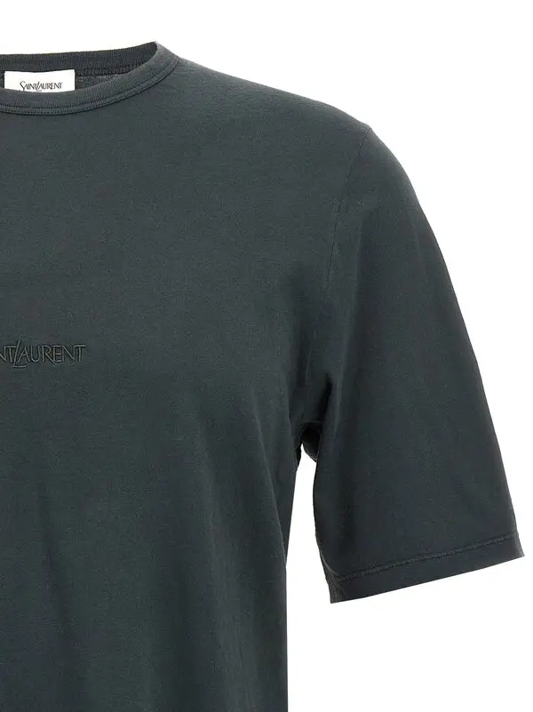 Saint Laurent Logo Embroidery T-shirt - Black