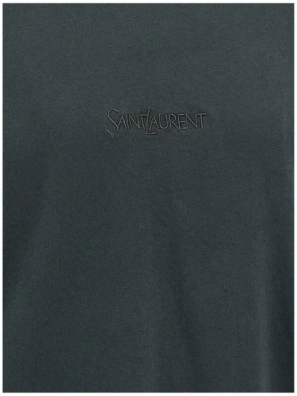 Saint Laurent Logo Embroidery T-shirt - Black