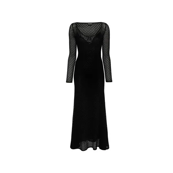 TOM FORD Lurex Crochet Maxi Dress - Black