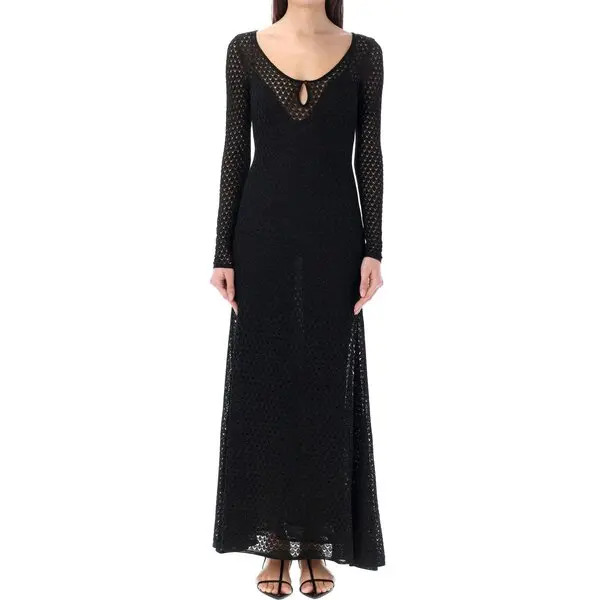 TOM FORD Lurex Crochet Maxi Dress - Black