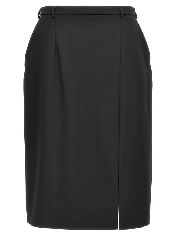 Dolce & Gabbana Wool Skirt With Front Slit - Black