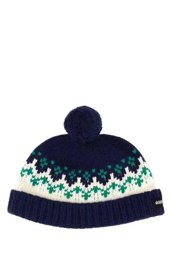 Miu Miu Embroidered Wool Beanie Hat