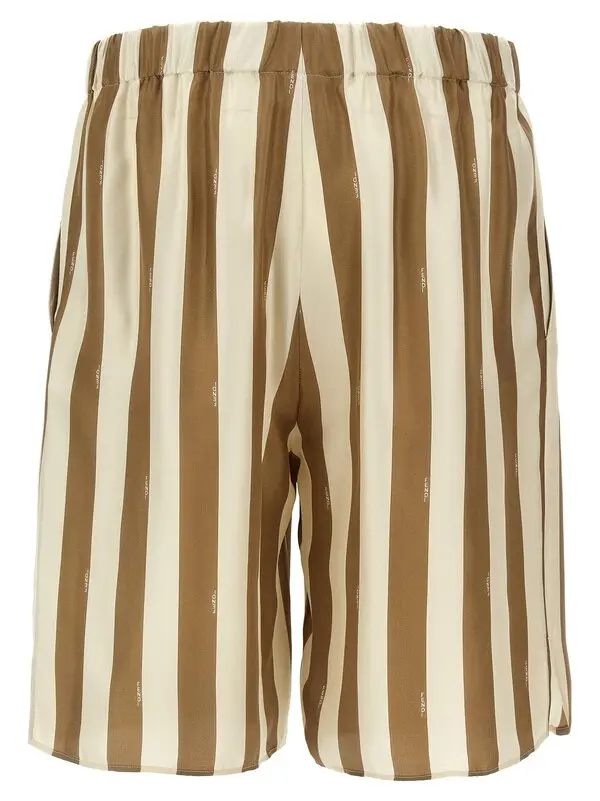 Fendi Striped Silk Bermuda Shorts - Cream