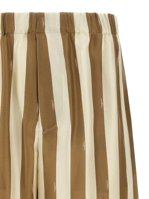 Fendi Striped Silk Bermuda Shorts - Cream