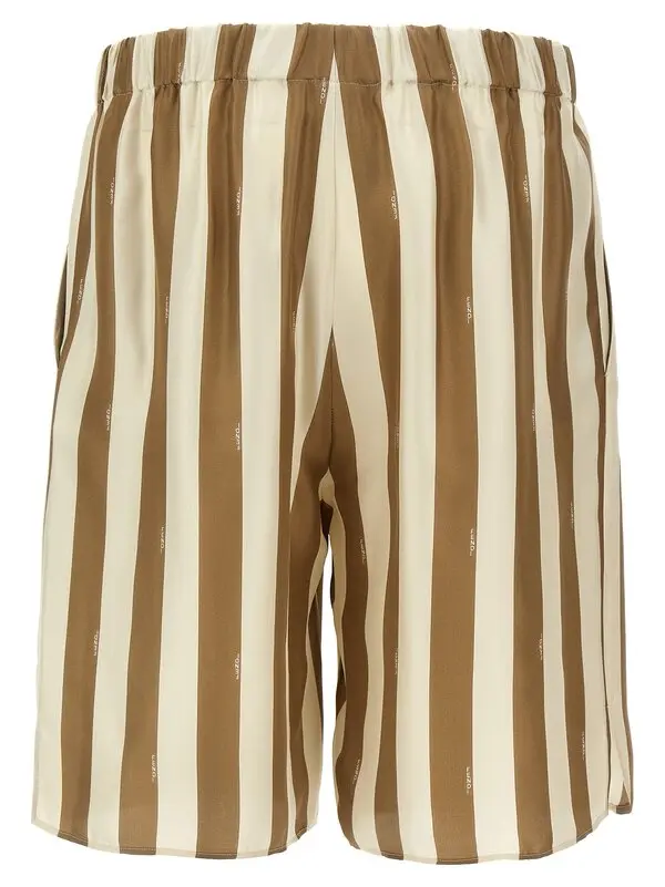 Fendi Striped Silk Bermuda Shorts - Cream