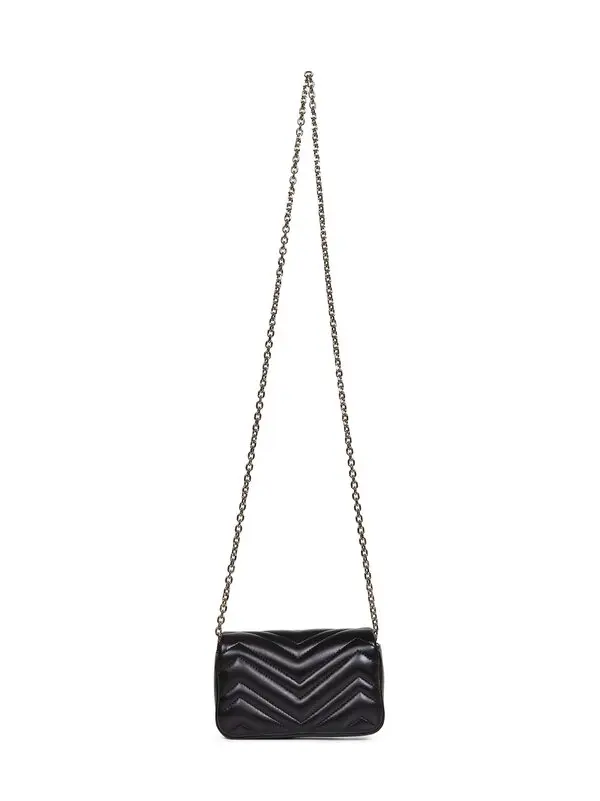 Gucci Black Matelassé Chevron Nappa Leather Gg Marmont Mini Shoulder Bag - Multicolor