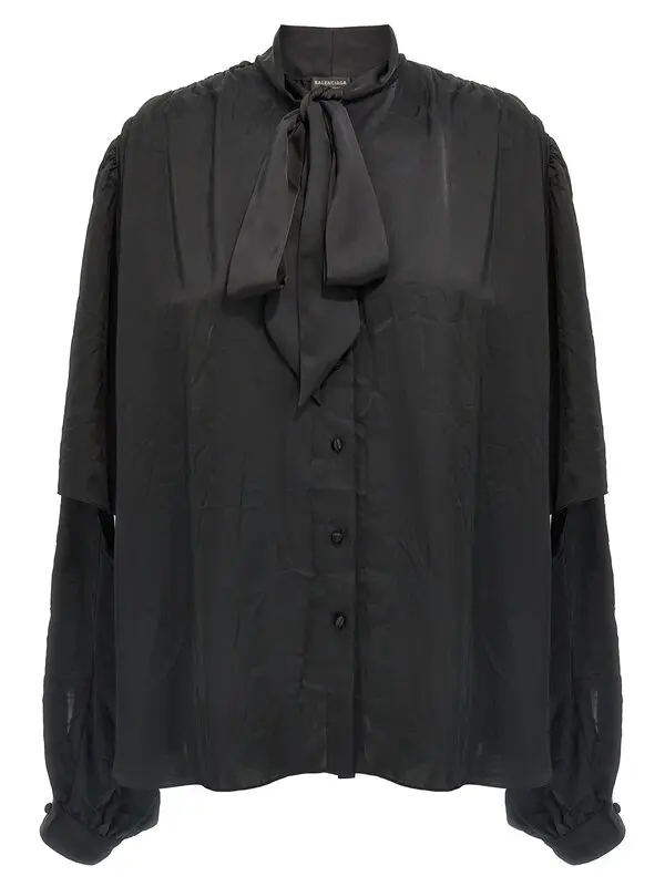 Balenciaga Double Sleeve Technical Crêpe Shirt - Black