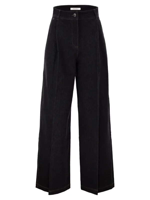 Max Mara Wide-leg Denim-effect Jersey Trousers - Multicolor