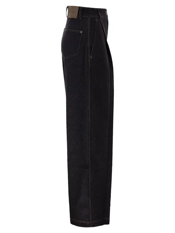 Max Mara Wide-leg Denim-effect Jersey Trousers - Multicolor