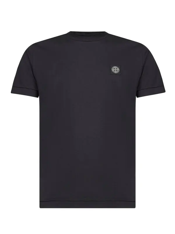 Stone Island Black Slim-fit Logo Patch T-shirt - Multicolor