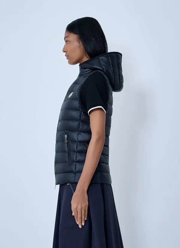 Moncler Glygos Short Down Vest With Hood - Black