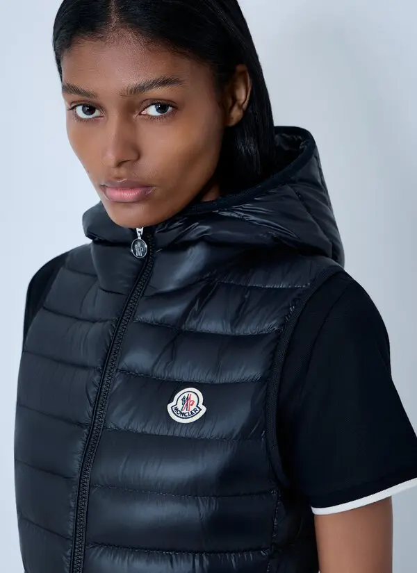 Moncler Glygos Short Down Vest With Hood - Black