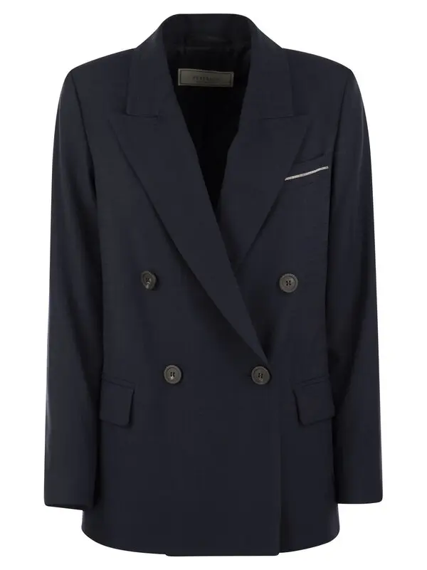 Peserico Viscose Blend Double-breasted Blazer
