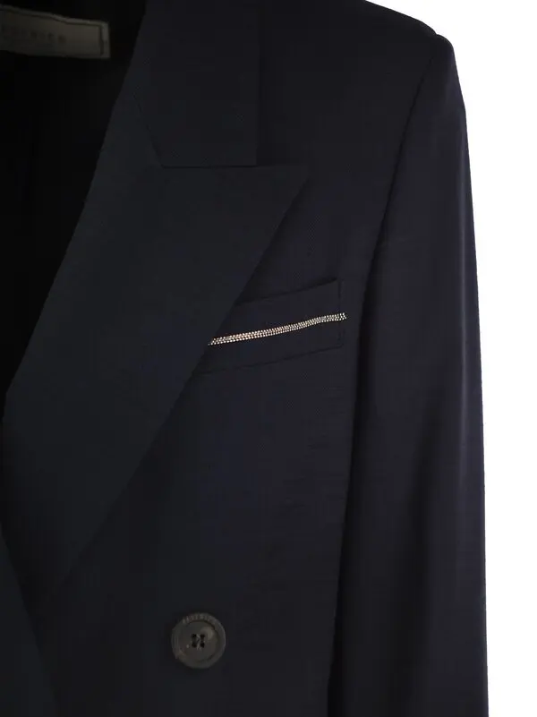 Peserico Viscose Blend Double-breasted Blazer