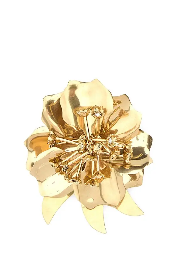 Miu Miu Tone Metal Flower Brooch - Gold