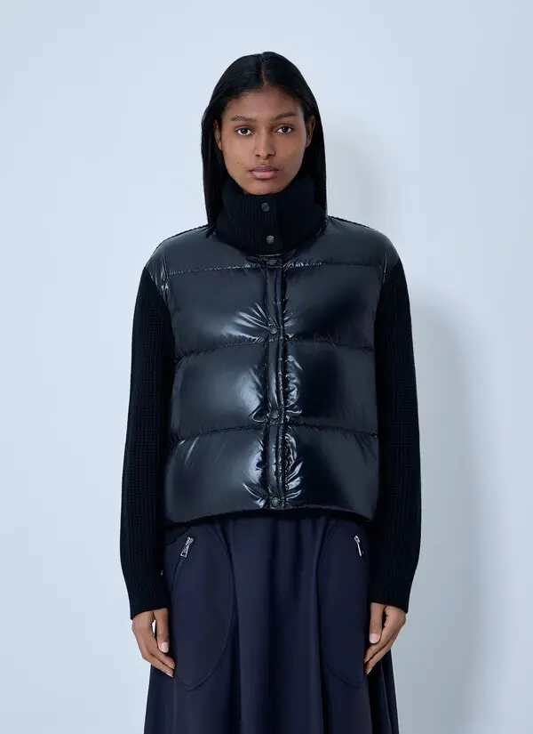 Moncler Wool-and-cashmere Blend Cardigan With High Collar And Zip Fastening