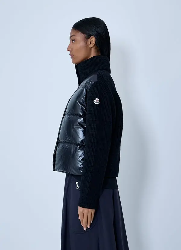 Moncler Wool-and-cashmere Blend Cardigan With High Collar And Zip Fastening
