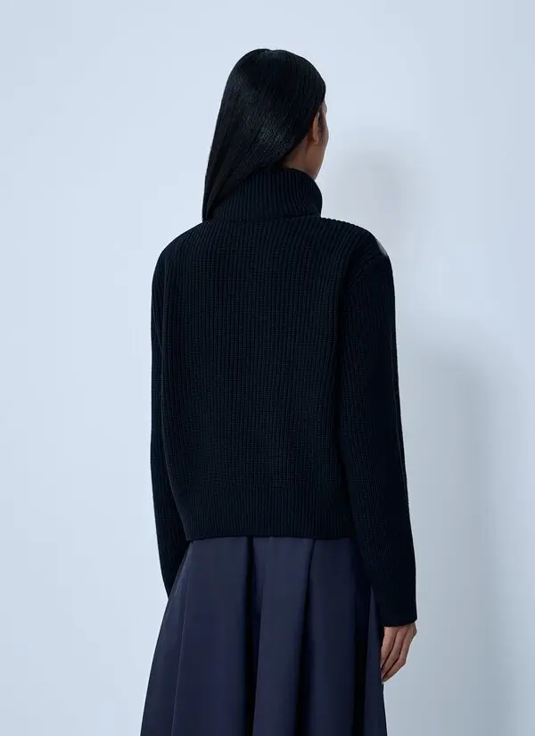 Moncler Wool-and-cashmere Blend Cardigan With High Collar And Zip Fastening