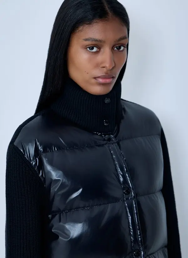 Moncler Wool-and-cashmere Blend Cardigan With High Collar And Zip Fastening