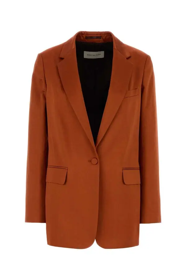 Dries Van Noten Copper Satin Blanchet Blazer - Orange