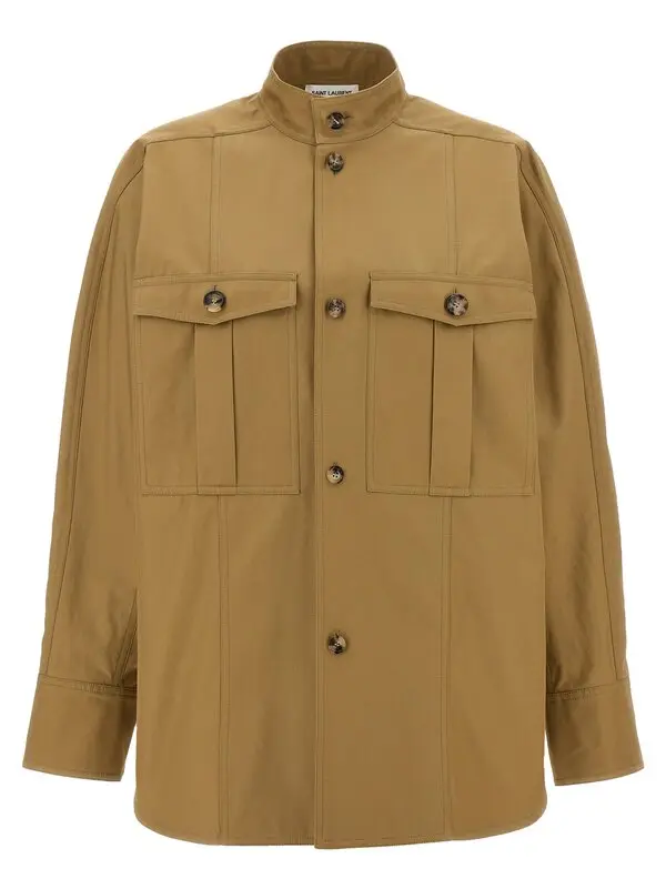Saint Laurent Saharienne Cotton Twill Shirt - Cream