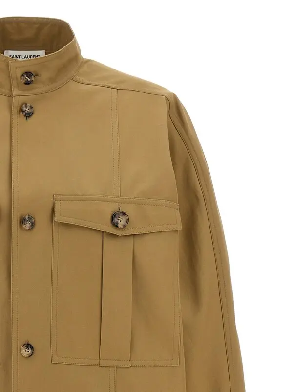 Saint Laurent Saharienne Cotton Twill Shirt - Cream
