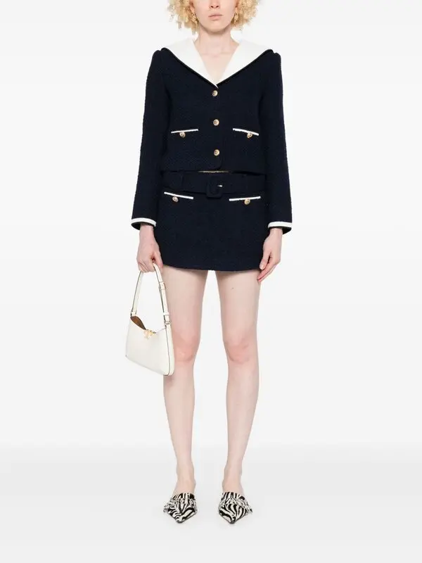 SELF-PORTRAIT Bouclé Short Jacket With Contrasting Collar