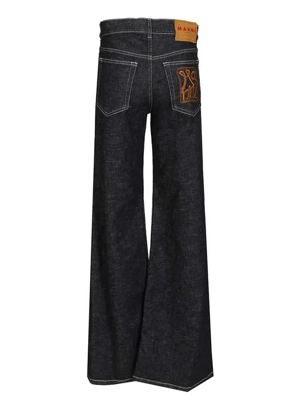 Marni Wide-leg Jeans With Embroidered Logo