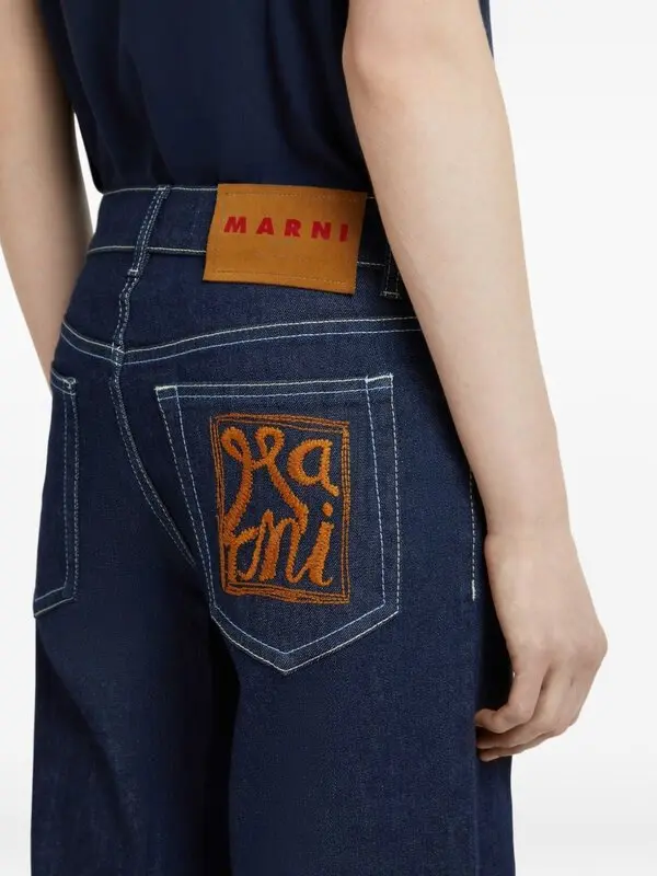 Marni Wide-leg Jeans With Embroidered Logo
