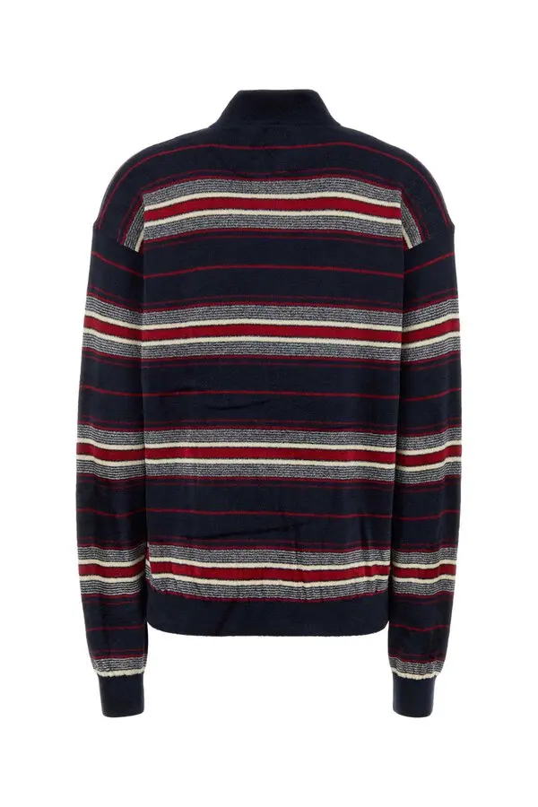 Miu Miu Striped Chenille Half-zip Sweater