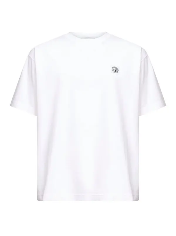 Stone Island White Jersey Logo Patch T-shirt
