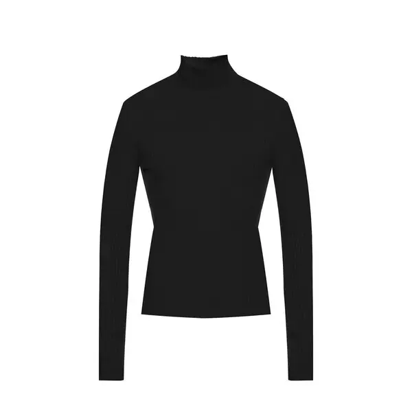 Balenciaga Ribbed Knit Turtleneck Sweater - Black