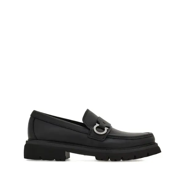 FERRAGAMO Loafers With Raised Stitching And Chunky Rubber Sole - Black