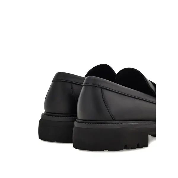 FERRAGAMO Loafers With Raised Stitching And Chunky Rubber Sole - Black