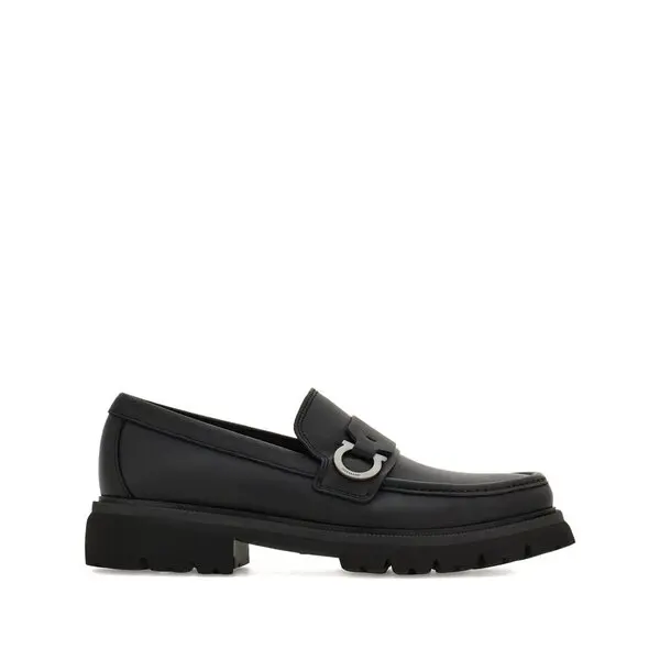 FERRAGAMO Loafers With Raised Stitching And Chunky Rubber Sole - Black