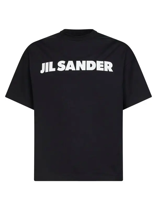 JIL SANDER Black Lightweight Cotton Jersey Logo T-shirt - Multicolor