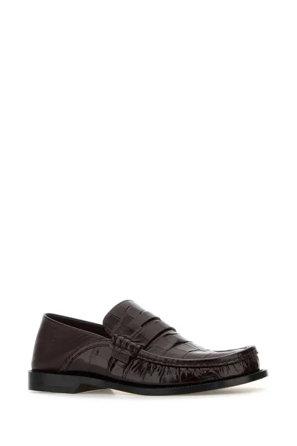 Loewe Burgundy Leather Campo Loafers - Red