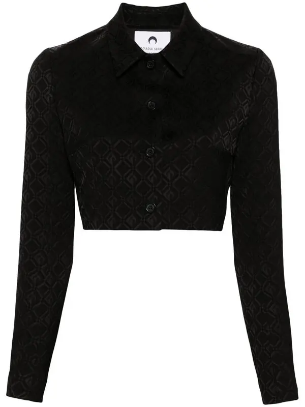 MARINE SERRE Moon Diamond Jacquard Cropped Jacket - Black
