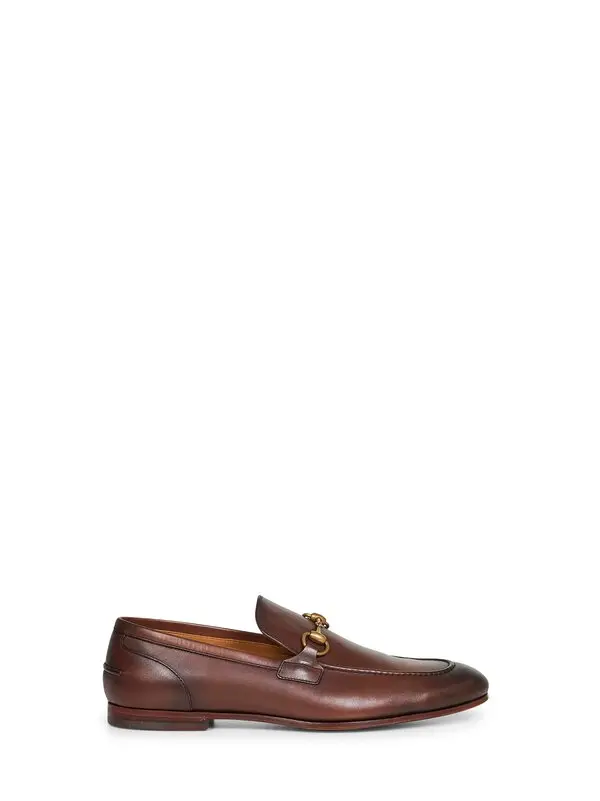 Gucci Dark Brown Leather Jordaan Loafers With Horsebit Detail - Multicolor