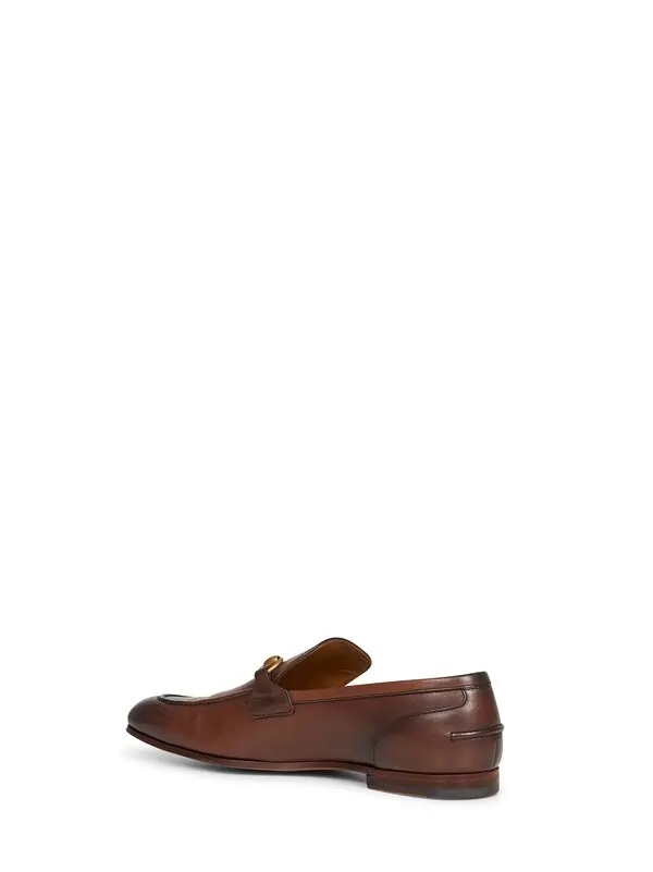 Gucci Dark Brown Leather Jordaan Loafers With Horsebit Detail - Multicolor