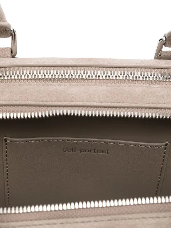 SELF-PORTRAIT Suede Shoulder Bag With Bow Detail