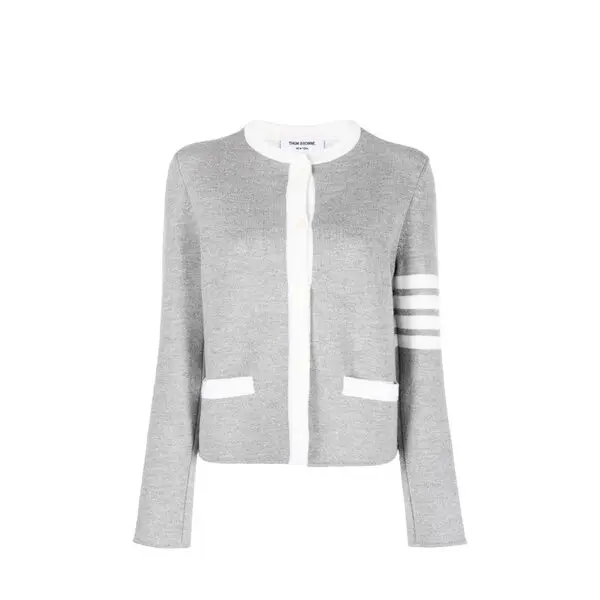 Thom Browne 4-bar Wool Cardigan - Gray