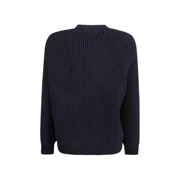 Prada Ribbed Cotton V-neck Cardigan