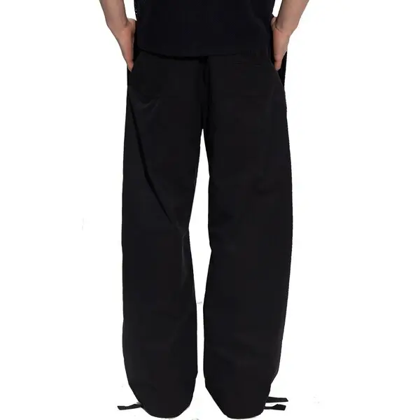 Versace Cotton Drawstring Waist Straight Leg Trousers - Black