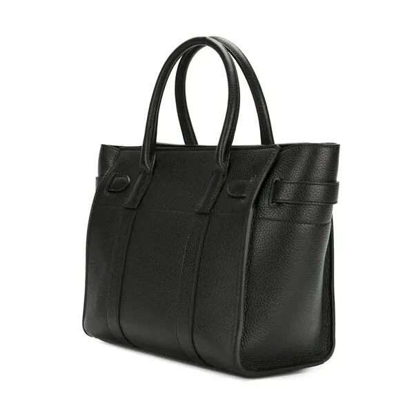 Mulberry Leather Tote Bag With Gold-tone Turn-lock Closure - Black