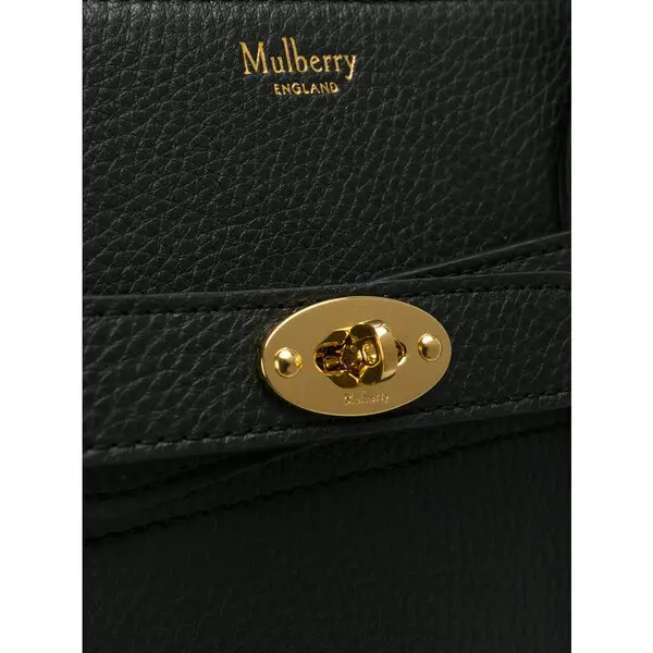 Mulberry Leather Tote Bag With Gold-tone Turn-lock Closure - Black