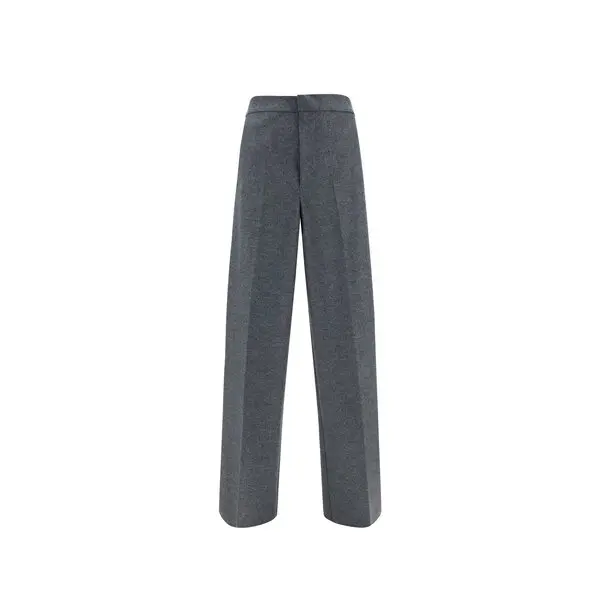 JIL SANDER Wool High Waist Tailored Pants - Gray