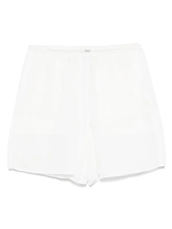 TOTEME White Elasticated Waist Semi-sheer Shorts - Multicolor